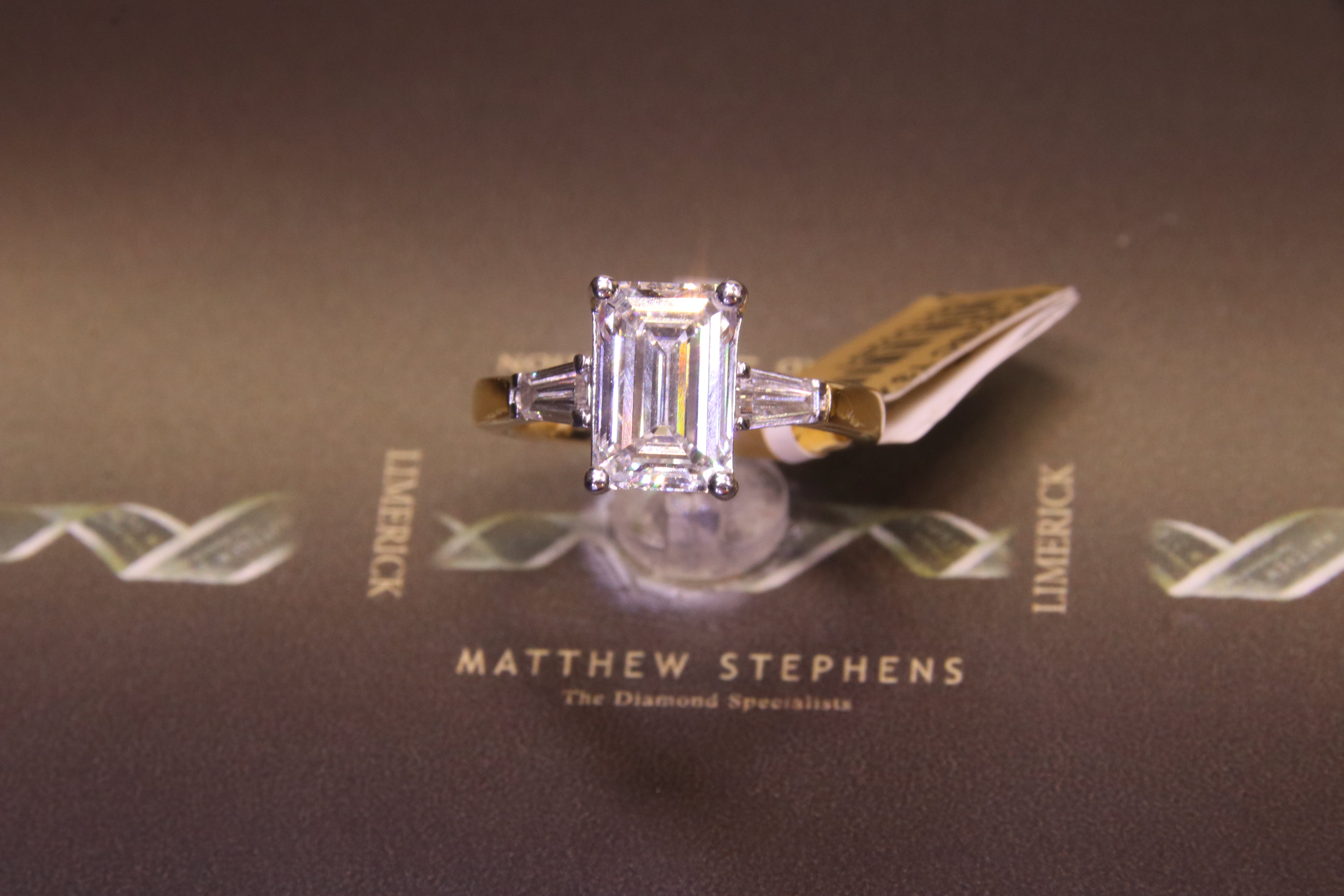 Lab Grown Emerald Cut Centre and Tapered Baguette Side Diamonds - 18ct – Matthew Stephens
